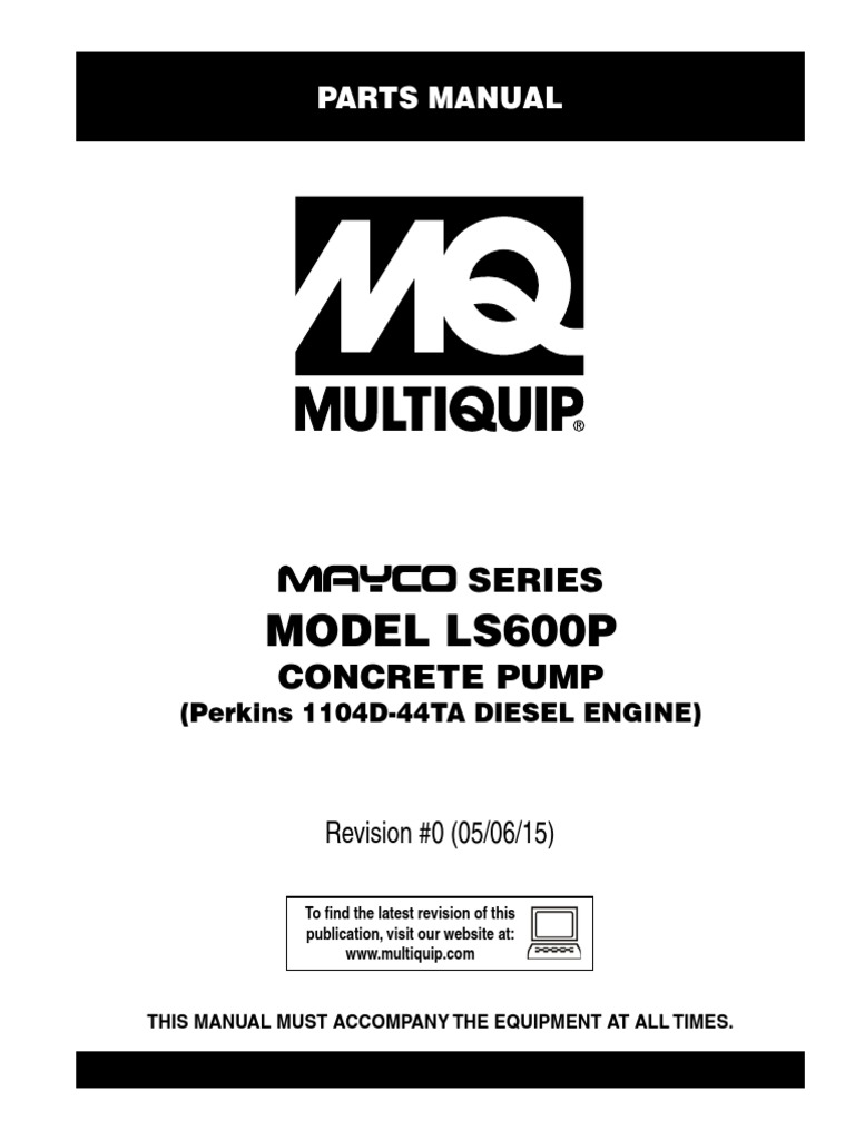 Pumps Concrete Masonry Hydraulic Mayco LS 600P Rev 0 Parts Manual | PDF ...