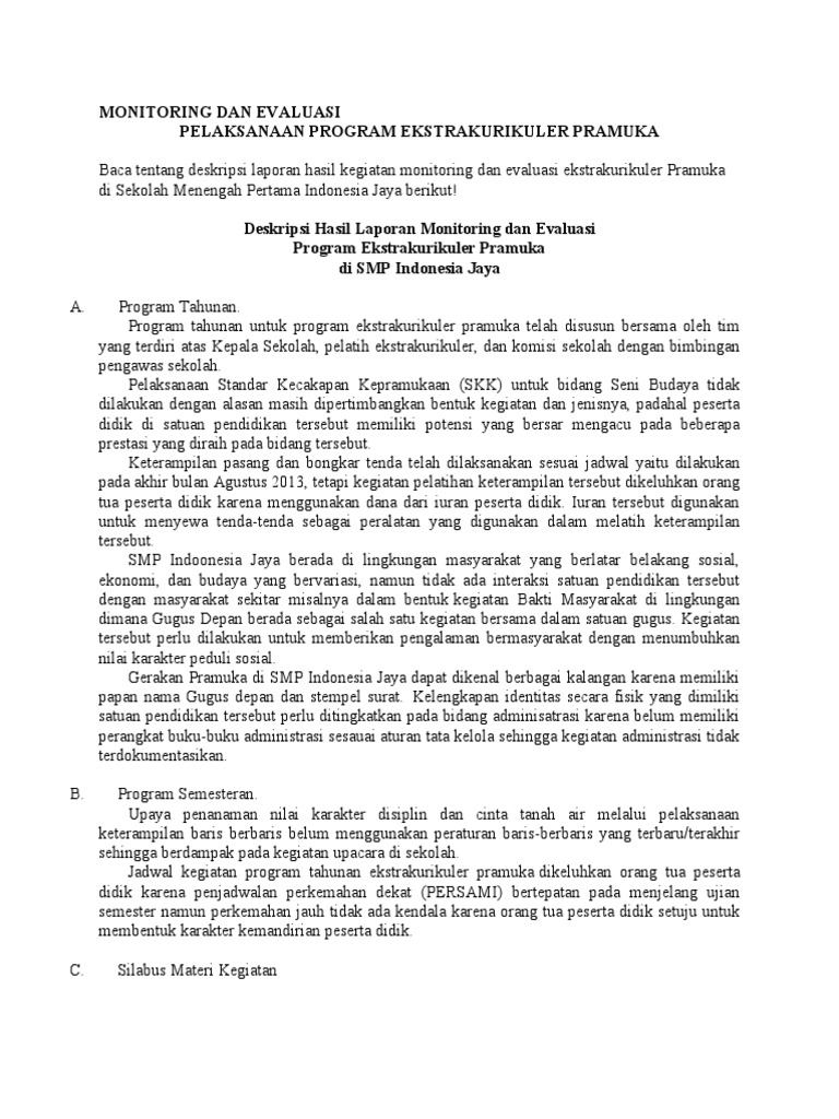 Laporan Monev Pramuka | PDF