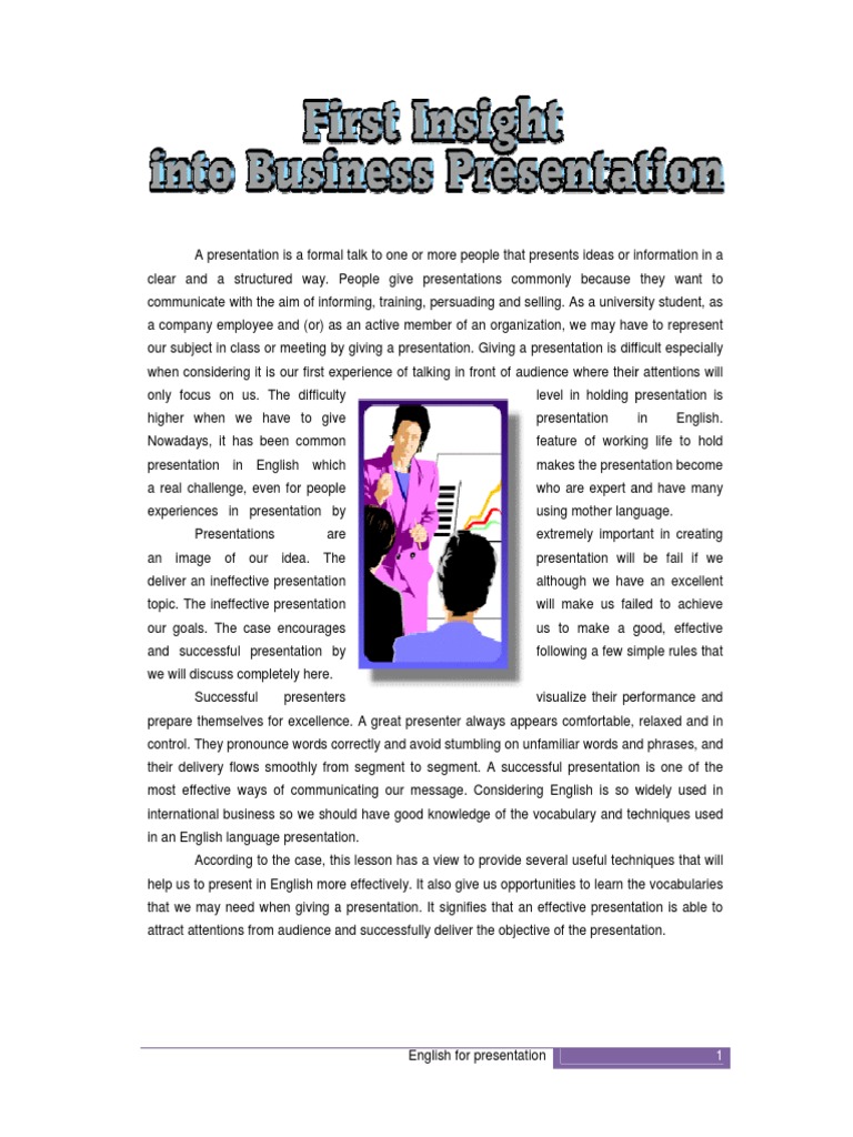 Business English For Presentation | PDF | English Language | Cognition
