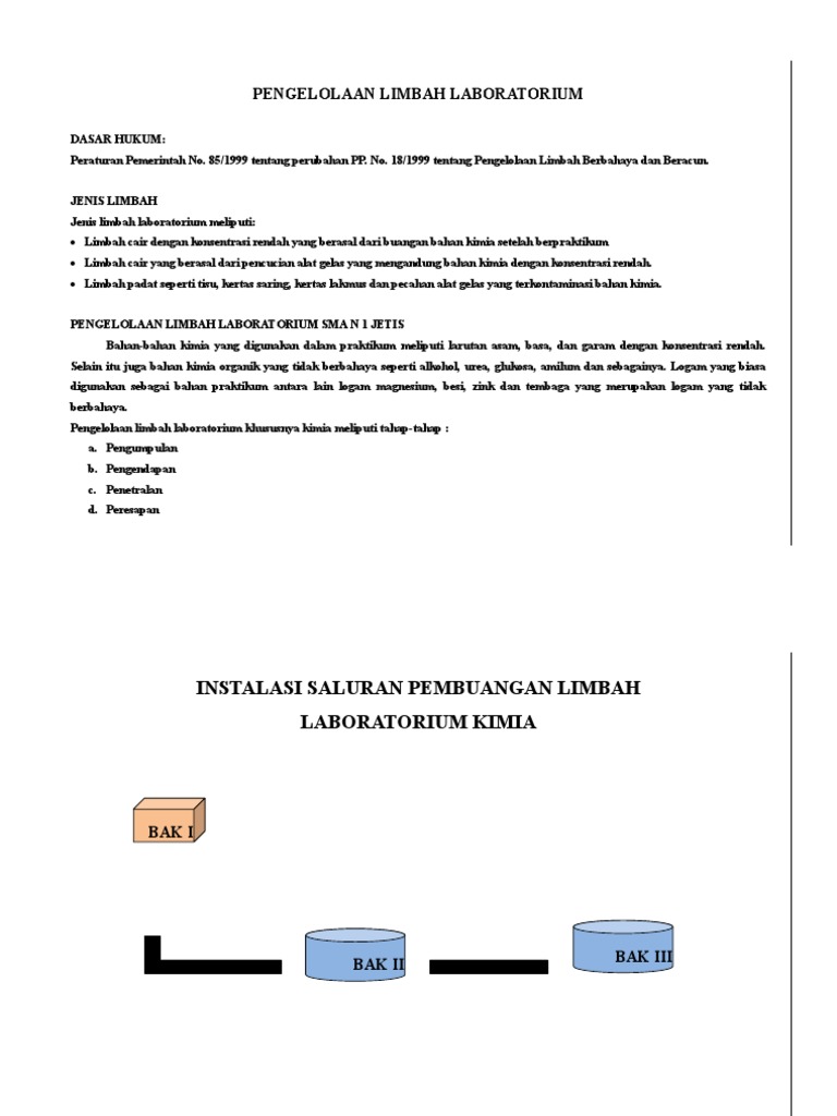 PENGELOLAAN LIMBAH LABORATORIUM Kim | PDF