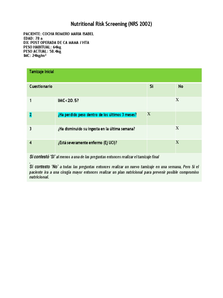 NRS 2002 | PDF | Pérdida de peso | Medicina CLINICA