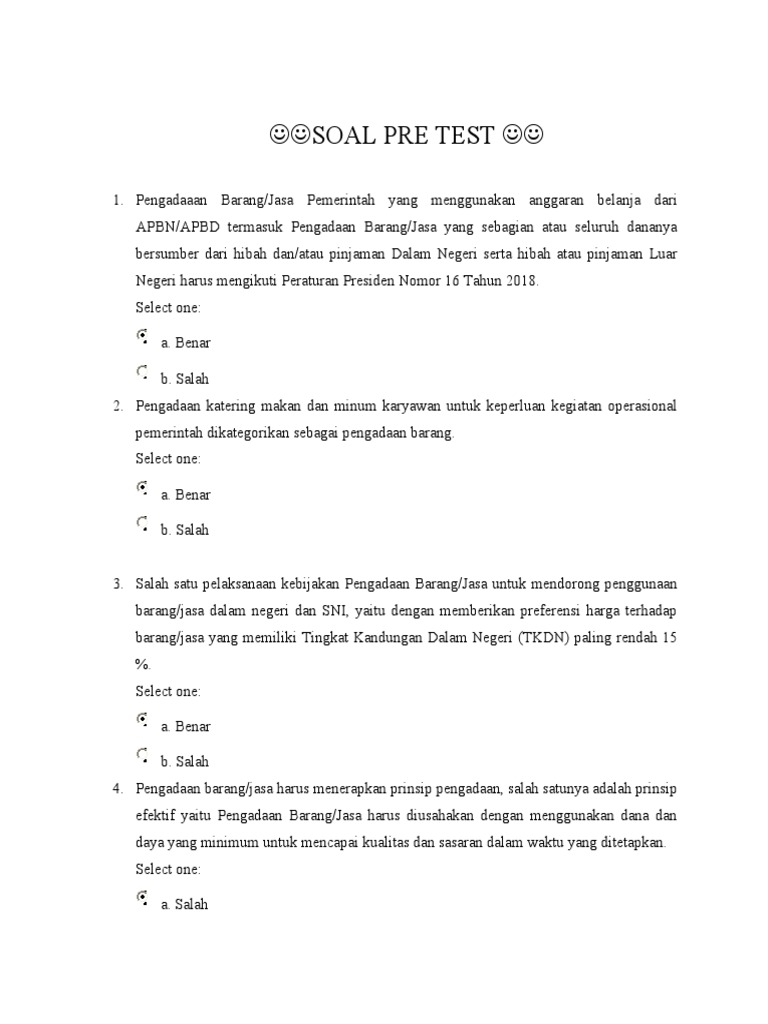 Soal Pre Test | PDF