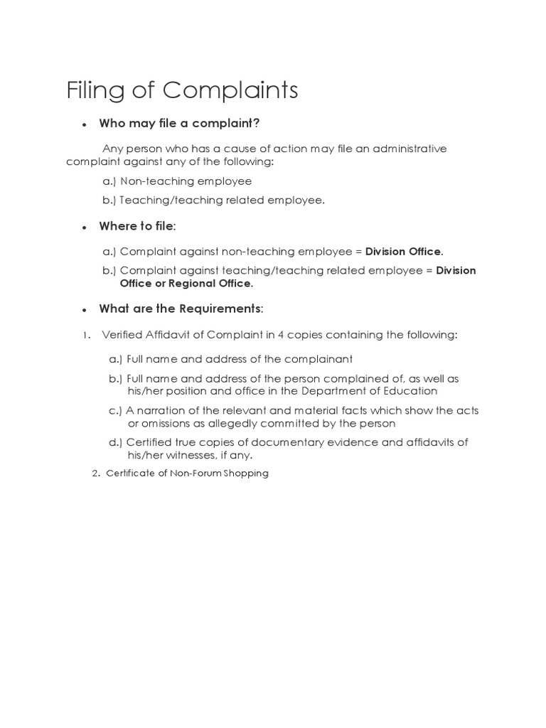 Filing of Complaints: Who May File A Complaint? | PDF | Social Science ...