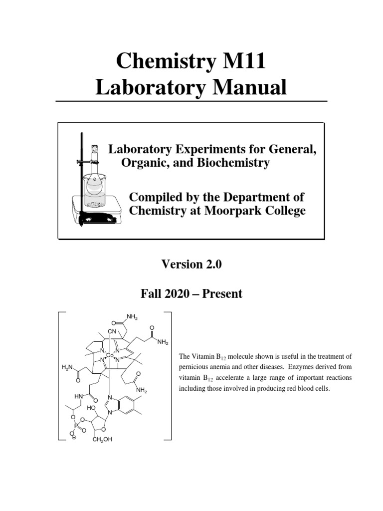 Chemistry M11 Laboratory Manual: Laboratory Experiments For General ...