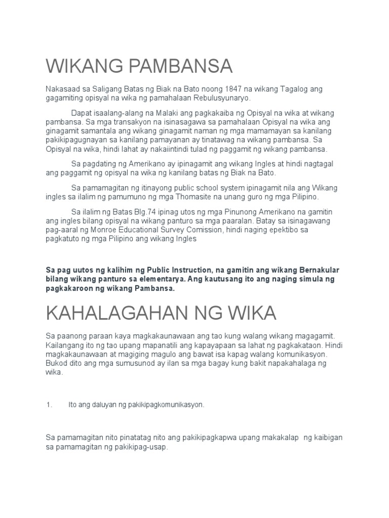 Wikang Pambansa | PDF
