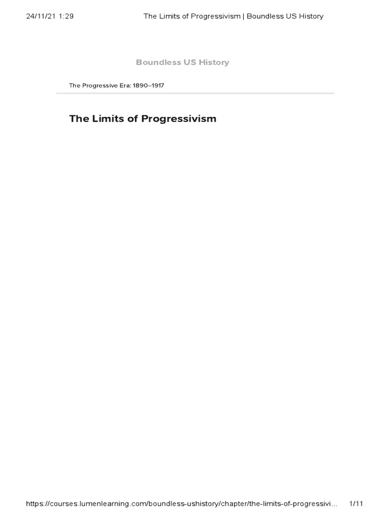 The Limits of Progressivism - Boundless US History | PDF | American ...