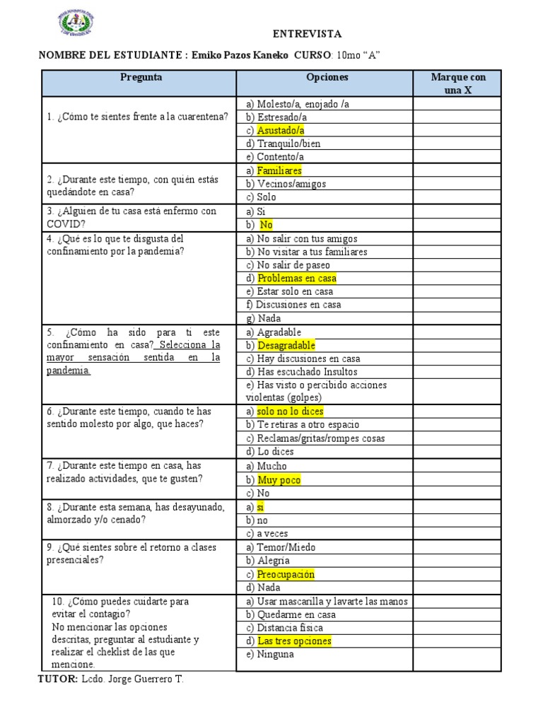Cuestionario de Preguntas para Entrevista | PDF
