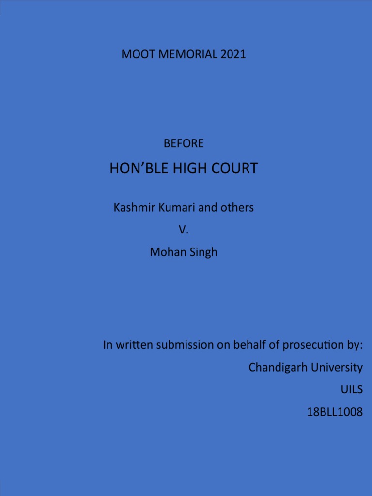 Hon'Ble High Court: Moot Memorial 2021 | Download Free PDF | Justice ...