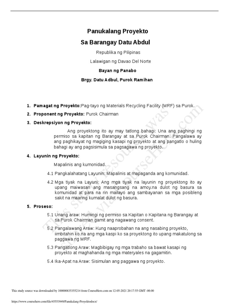 Panukalang Proyekto | PDF
