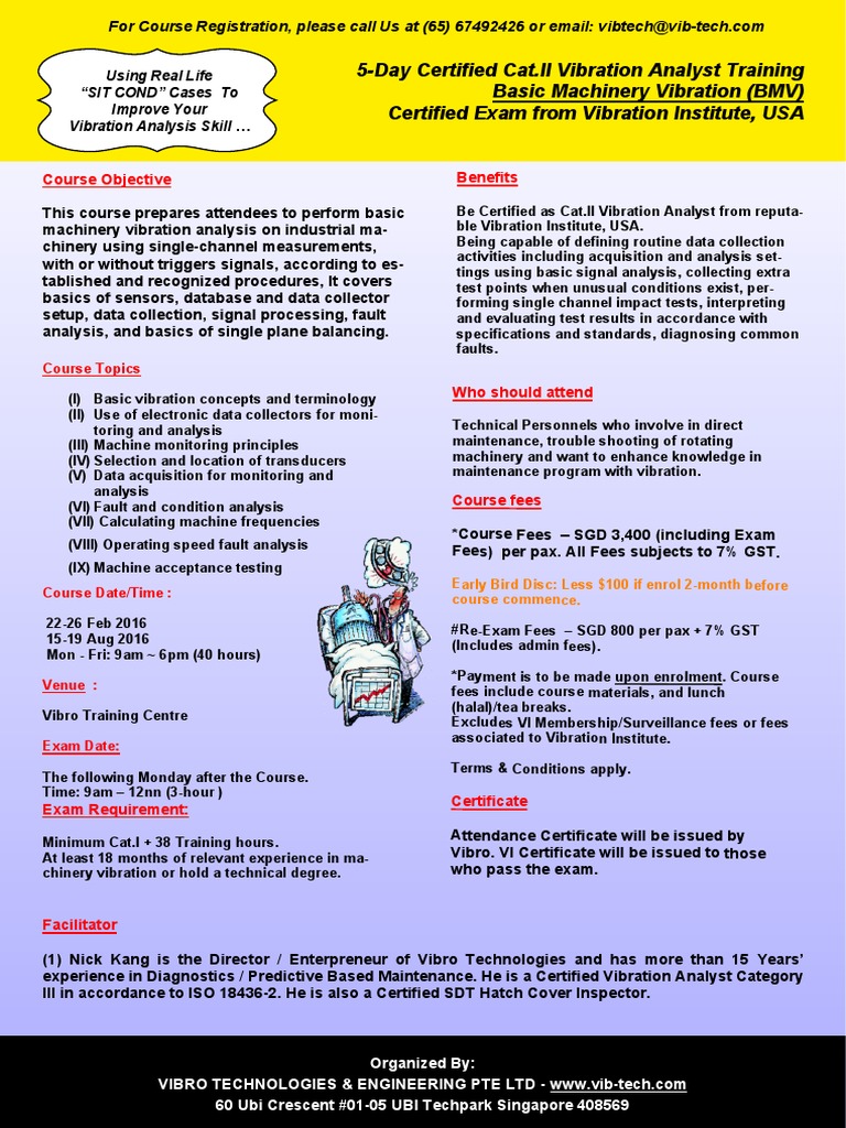 5-Day Certified Cat - II Vibration Analyst Training Basic Machinery ...