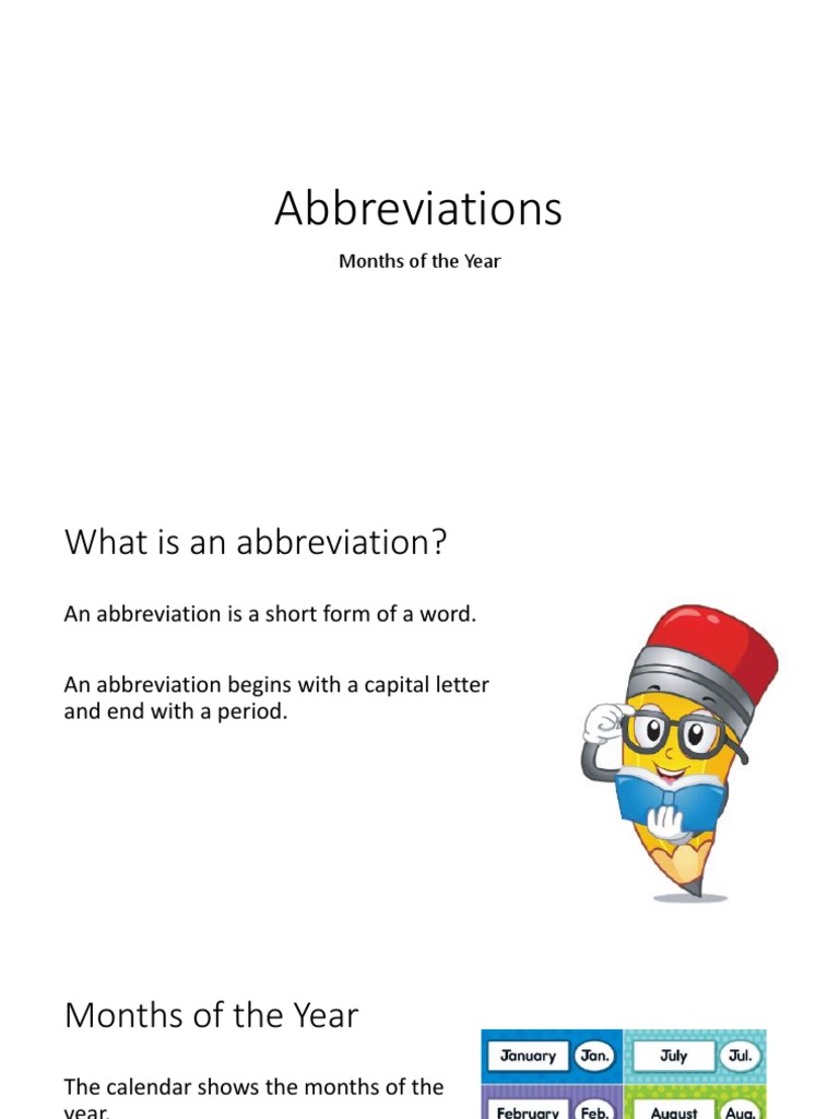 Abbreviation For Months of The Year - Notes | PDF