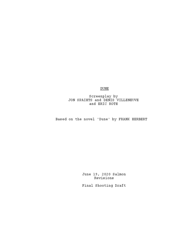Dune: Part One - Script | PDF | Dune (Franchise) | Family Saga Novels