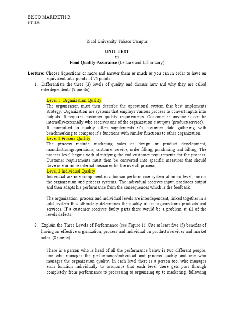 Unit Test. - FQA-3A | PDF | Quality Assurance | Quality (Business)