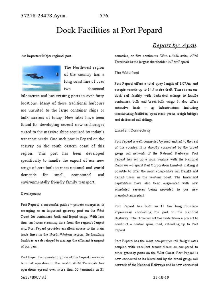 Dock Facilities at Port Pepard .: 37278-23478 Ayan. 576 | PDF | Port ...