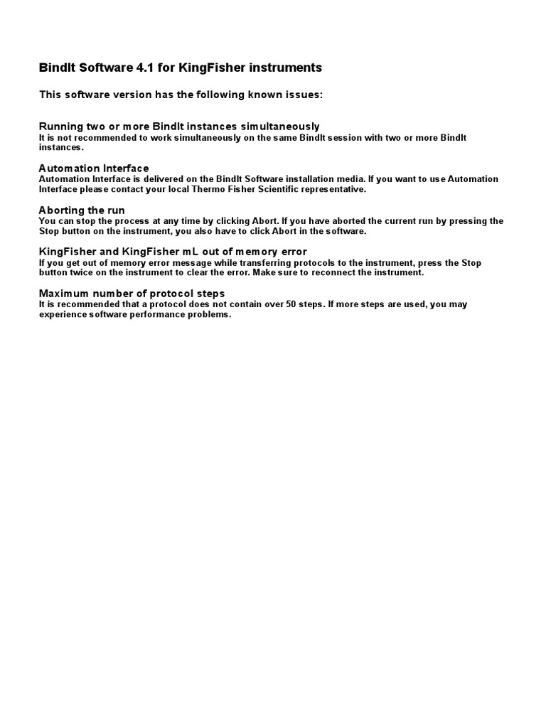 Bindit Software 4.1 For Kingfisher Instruments | PDF