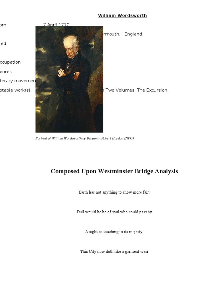 Wordsworth's Life & Poetry Analysis | PDF | William Wordsworth | Poetic ...