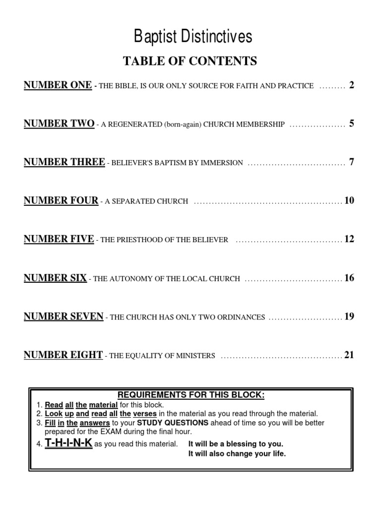 4 Baptist Distinctives | PDF | Baptism | Christian Church