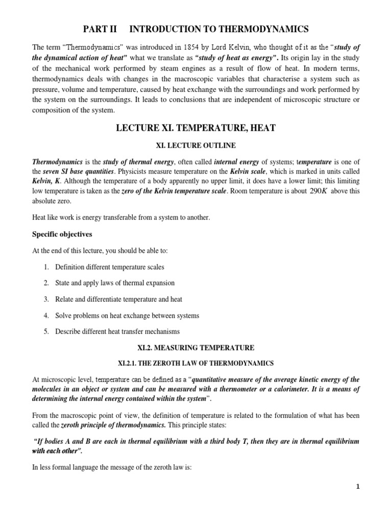 Part II Introduction To Thermodynamics | PDF | Gases | Temperature