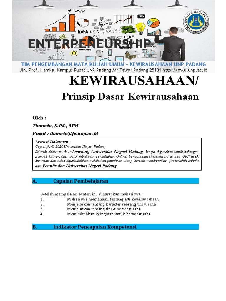 Modul 01. Prinsip Dasar Kewirausahaan | PDF | Bisnis