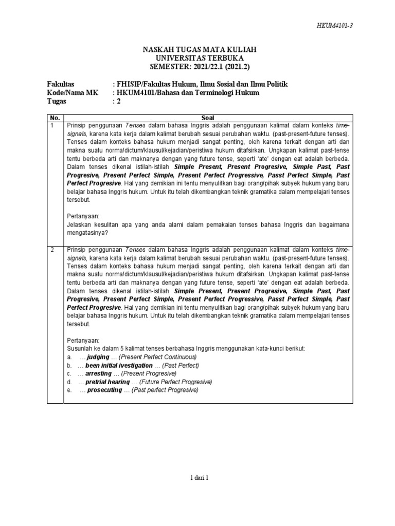 Tenses dalam Bahasa Hukum | PDF