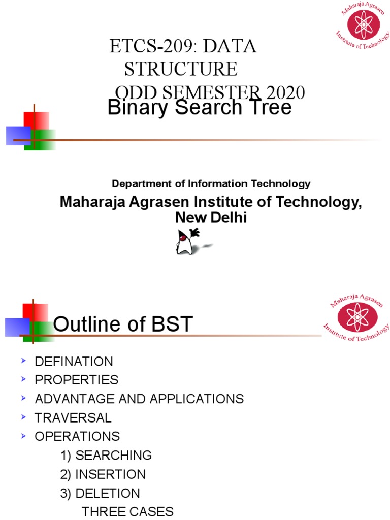 ETCS-209: DATA Structure Odd Semester 2020: Binary Search Tree ...