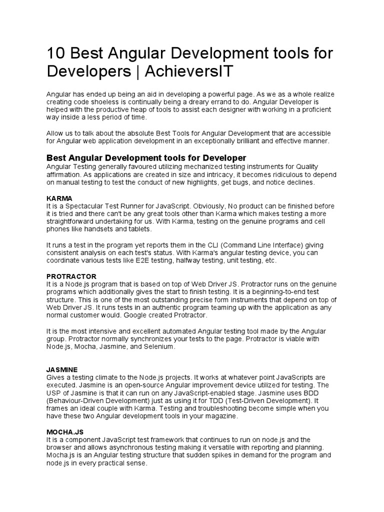 10 Best Angular Development Tools For Developers - Achieversit | PDF ...