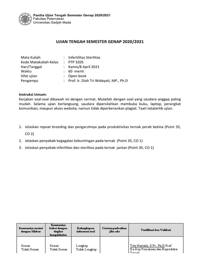 UTS Infertil Steri - Diah - 2021 | PDF