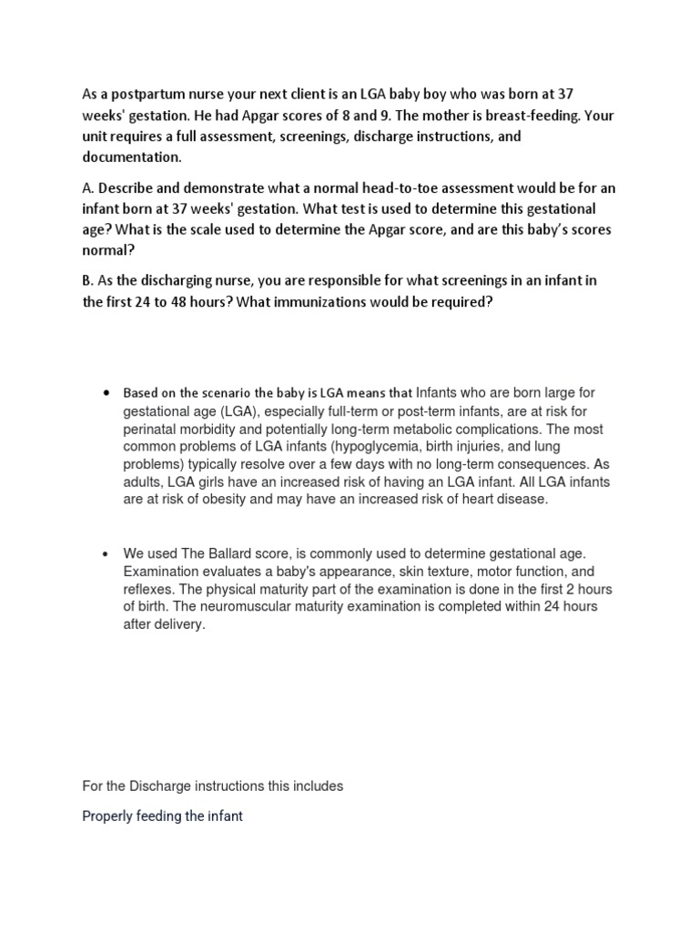 Comprehensive Assessment, Screenings, Discharge Instructions and ...