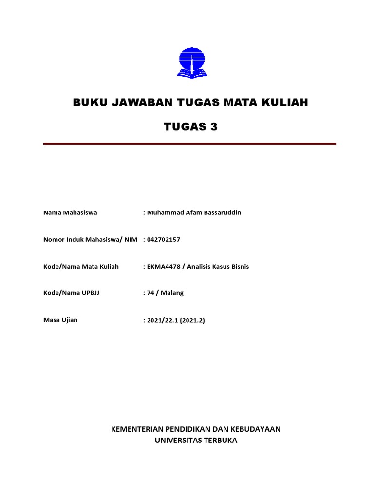 Tugas 3 EKMA4478 Analisis Kasus Bisnis | PDF