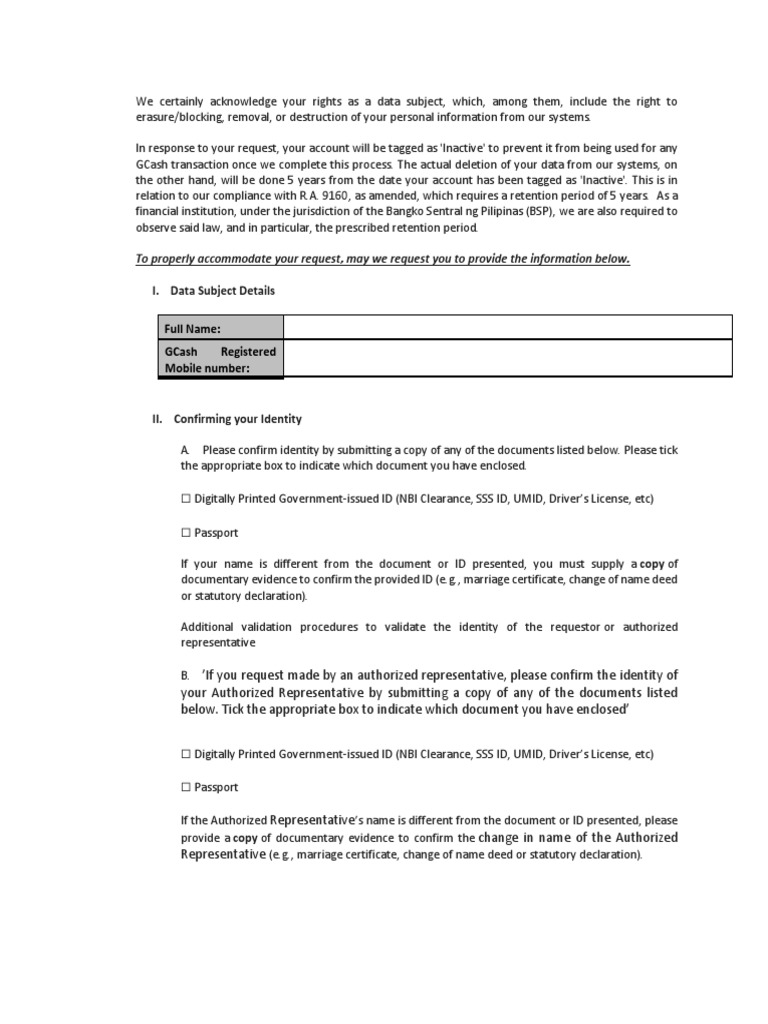 Account Deletion Form | PDF | Identity Document | Government And Personhood