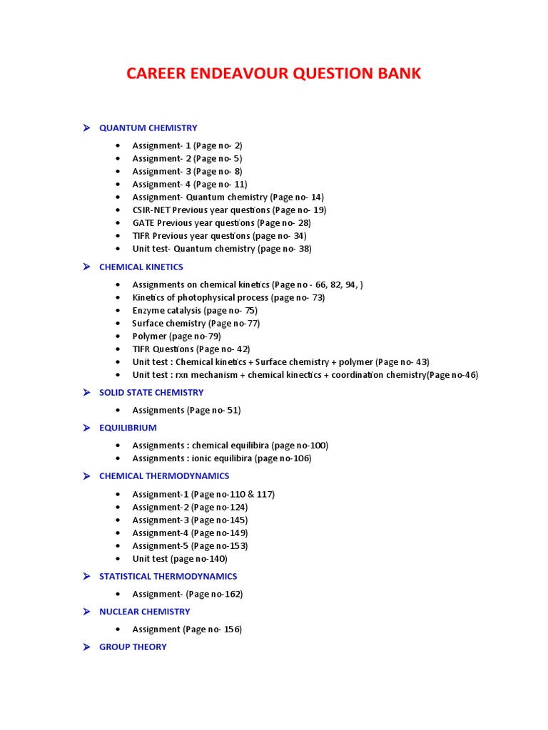 Career Endeavour Question Bank | PDF | Chemistry | Chemical Kinetics