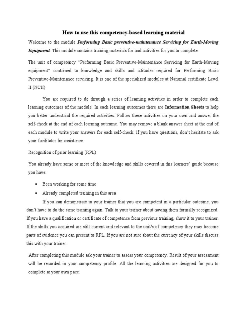 How To Use This Competency-Based Learning Material | PDF | Exhaust Gas ...