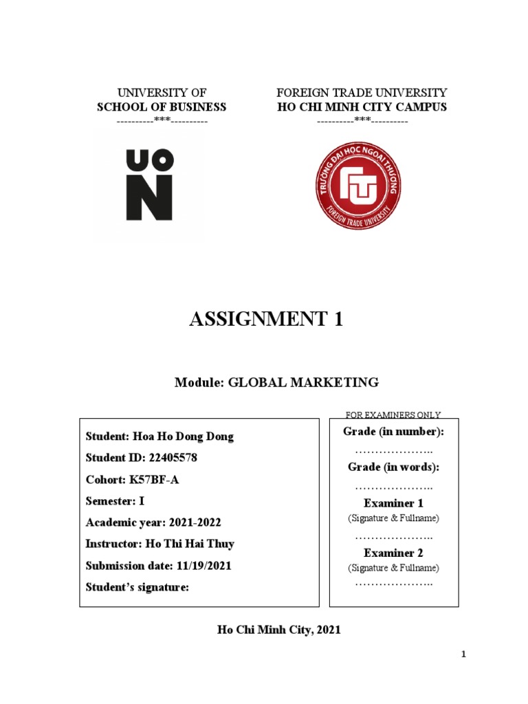 Assignment 1: University of Foreign Trade University | PDF | Prices ...