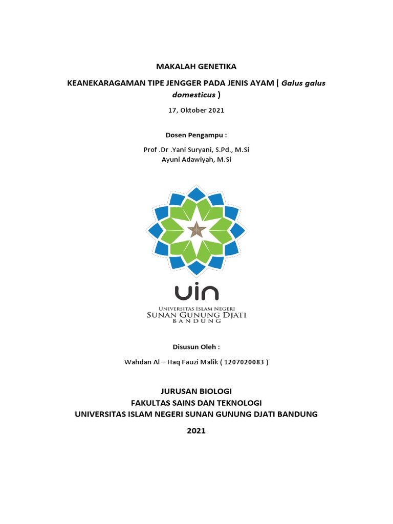 Makalah Genetika - Tipe Jengger Ayam | PDF