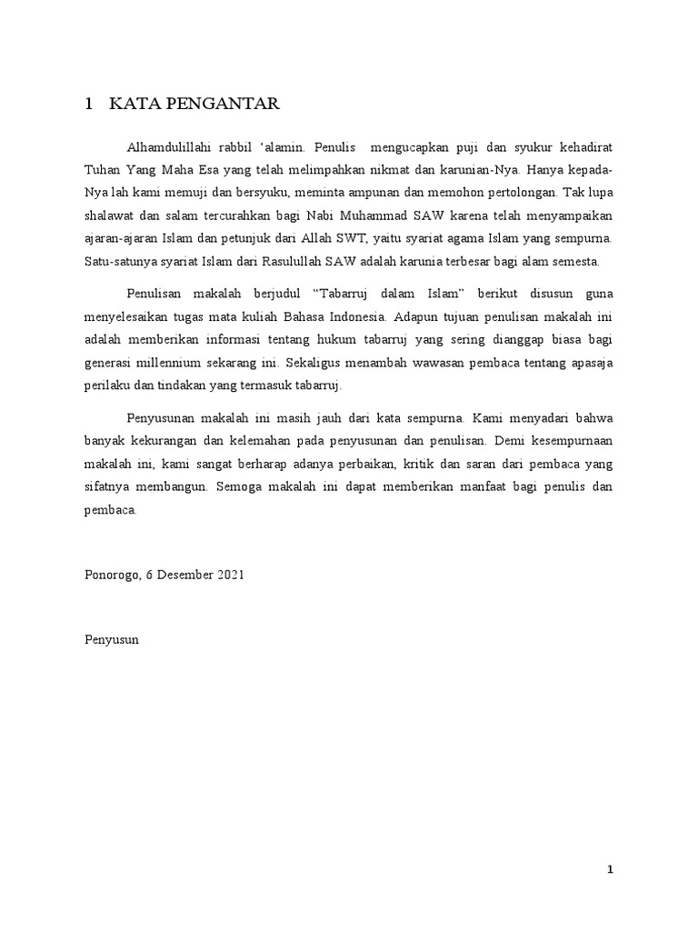 Makalah Tabarruj Dalam Islam | PDF