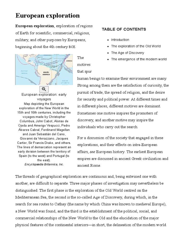 European Exploration - Britannica Online Encyclopedia | PDF | Age Of ...