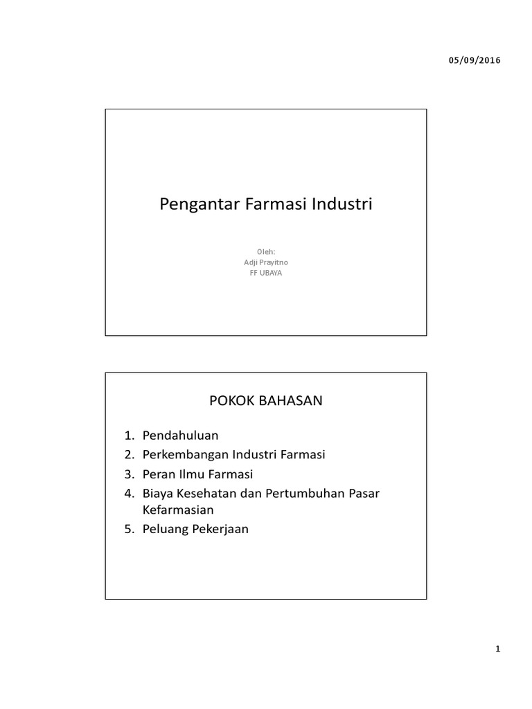 Pengantar Farmasi Industri | PDF | Medical Treatments | Drugs