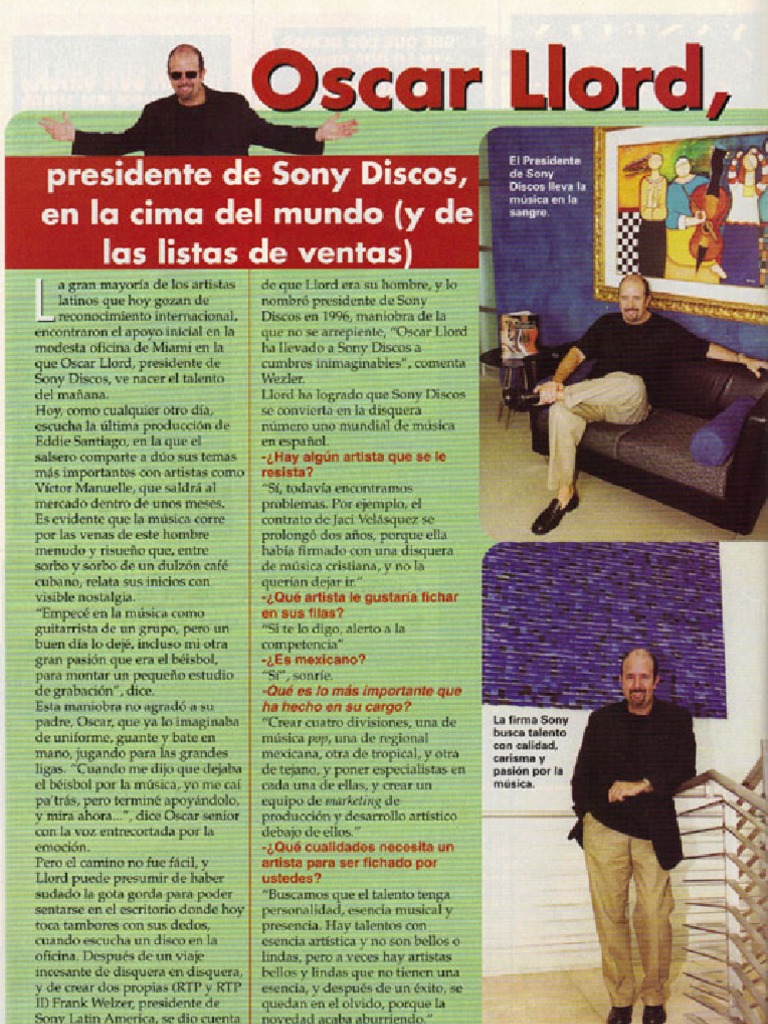 Oscar Llord Former Chairman of Sony Discos A SonyBMG Company | PDF ...