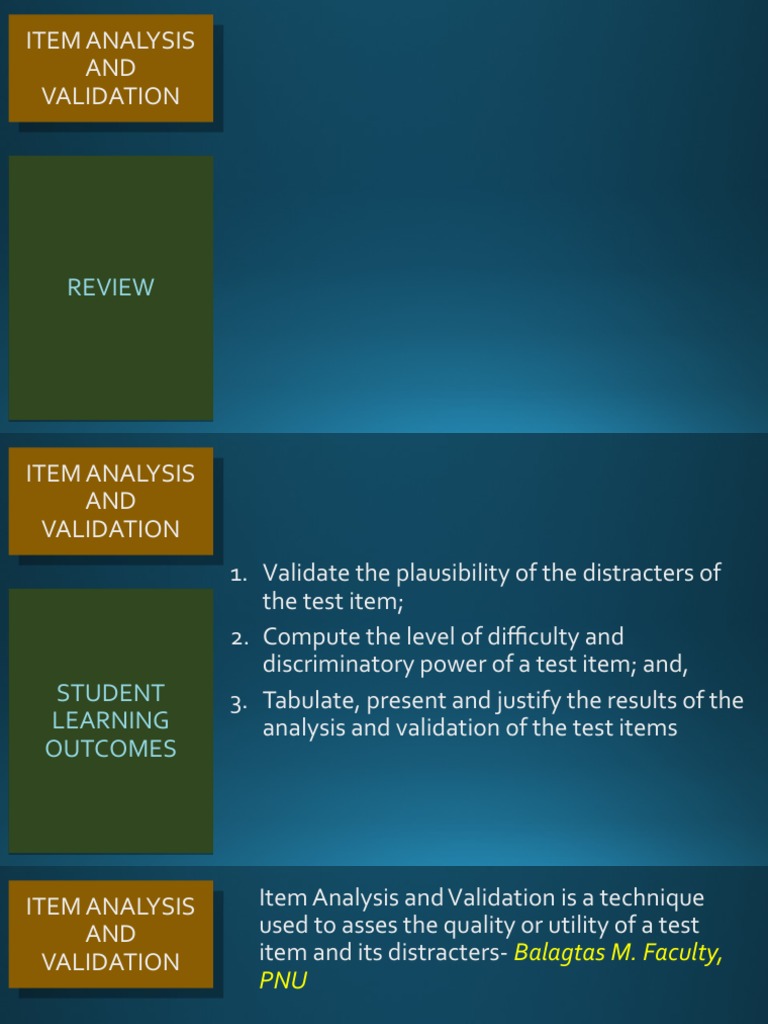 Item Analysis and Distractor Validation | PDF | Evaluation | Evaluation ...