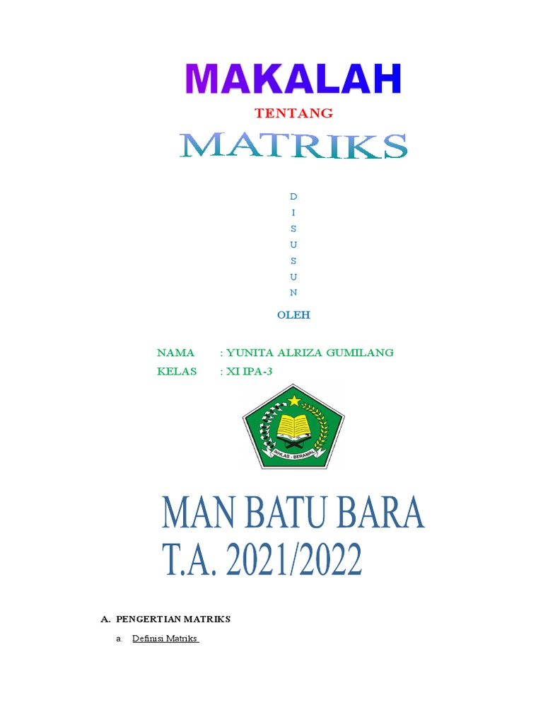 Pengertian dan Jenis Matriks dalam Matematika | PDF