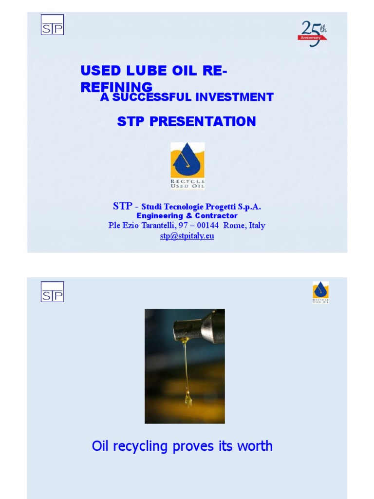 Refining of Used Lube Oil | PDF | Lubricant | Fuel Oil
