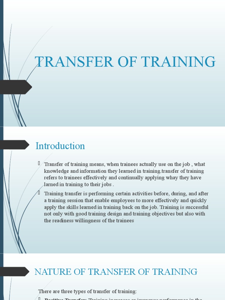 Transfer of Training | PDF | Learning | Theory