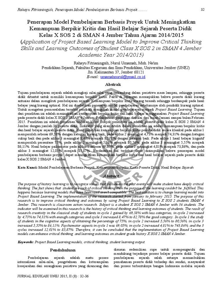 Skills and Learning Outcomes of Student Class X SOS 2 in SMAN 4 Jember Academic Year 2014/2015 ...