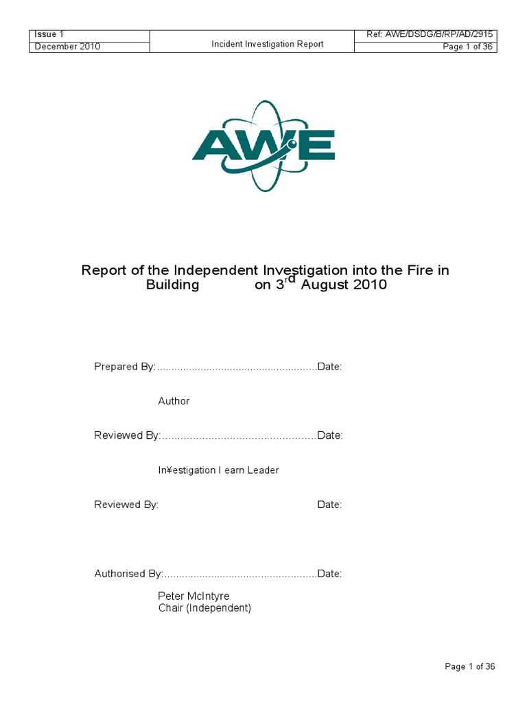 Fire Incident Investigation Report | PDF | Fires | Safety