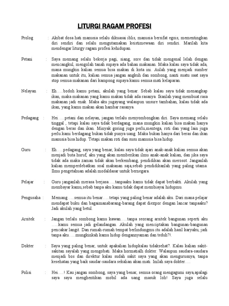 Liturgi Ragam Profesi | PDF