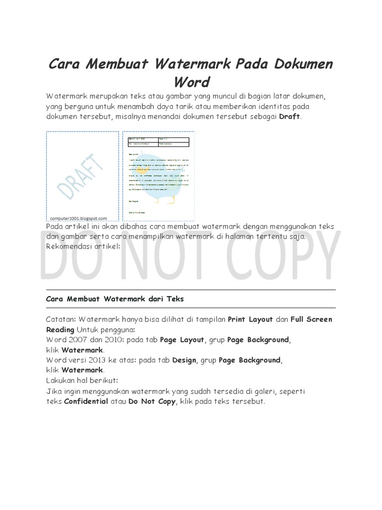 Watermark Pada Word | PDF