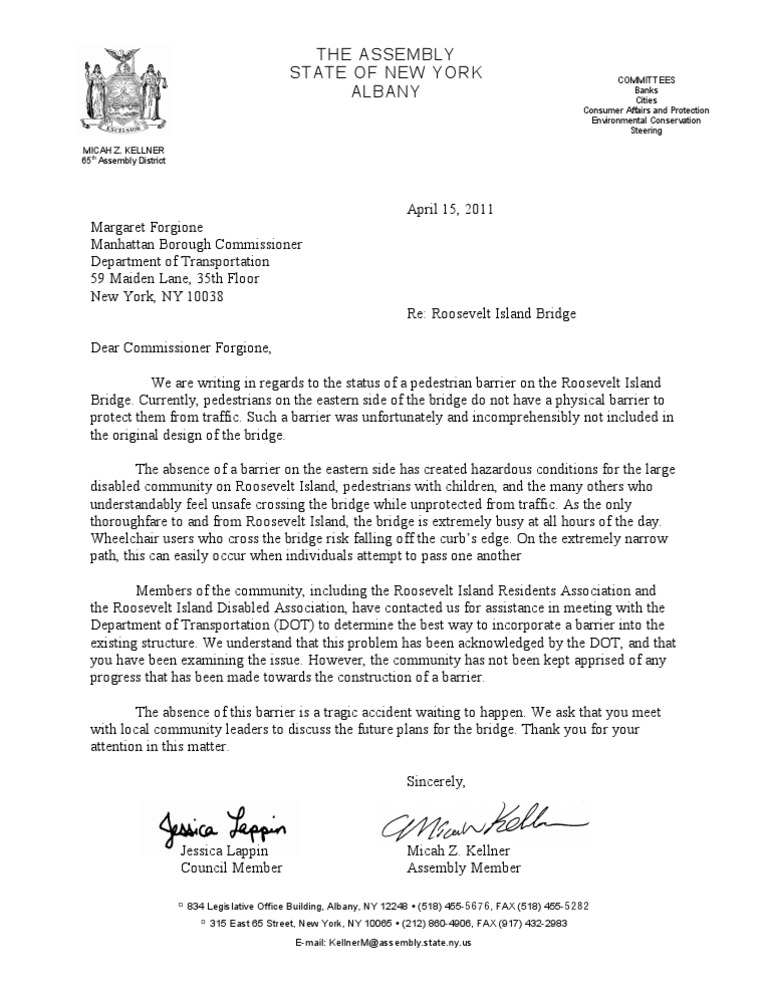 RI Bridge Letter | PDF | Manhattan | New York City