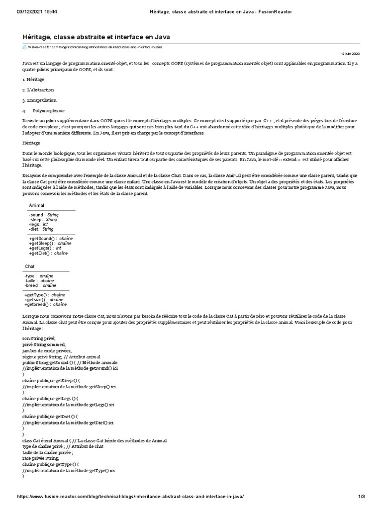 Différences entre classe abstraite et interface | PDF | Classe ...