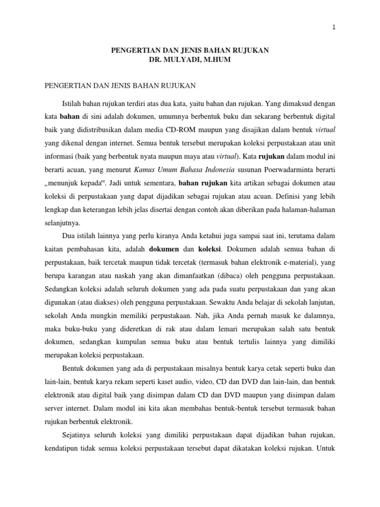 Pengertian Dan Jenis Bahan Rujukan | PDF