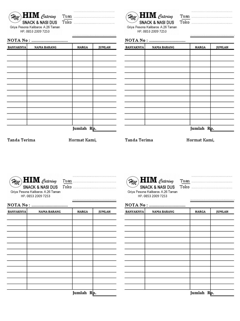 Nota Dinar Catering | PDF